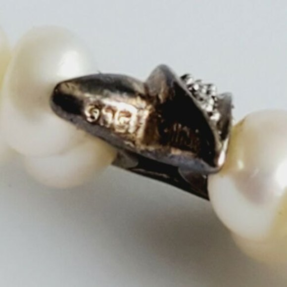 IPS | Jewelry | Vintage Ips 925 Sterling Dimond White Pearl Beads Coil ...